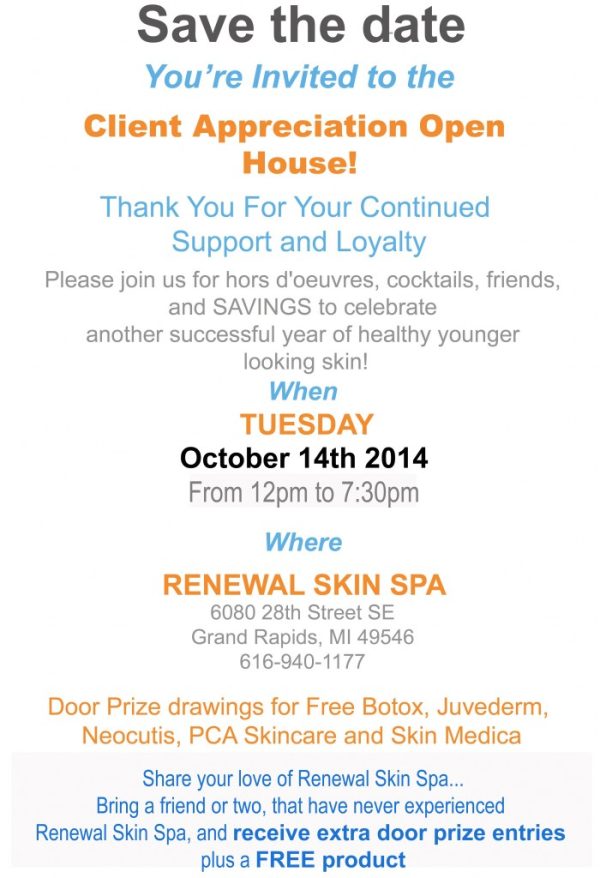 Client appreciation open house – Renewal Skin Spa
